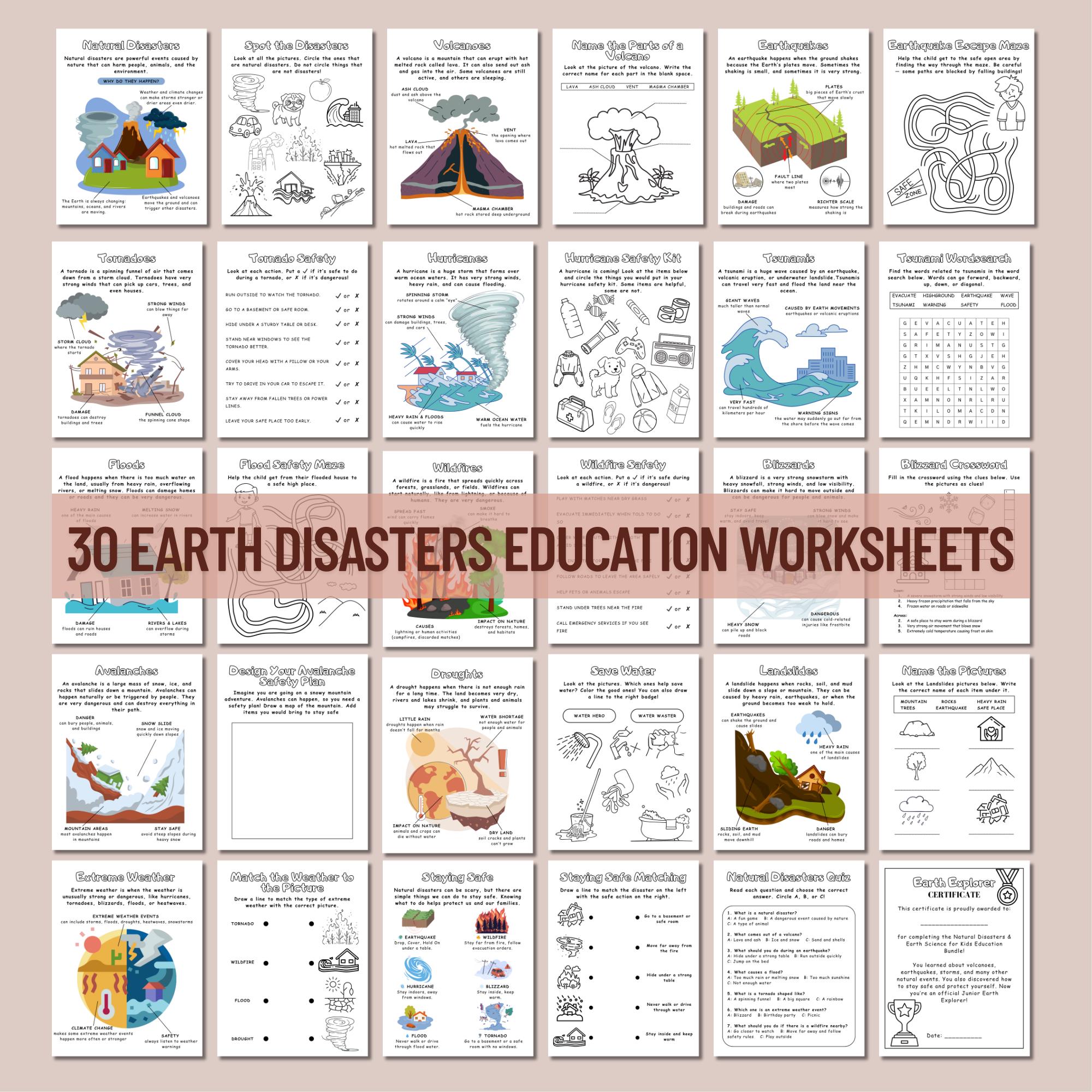 Natural Disasters Science Worksheets for Kids – 30 Educational ...