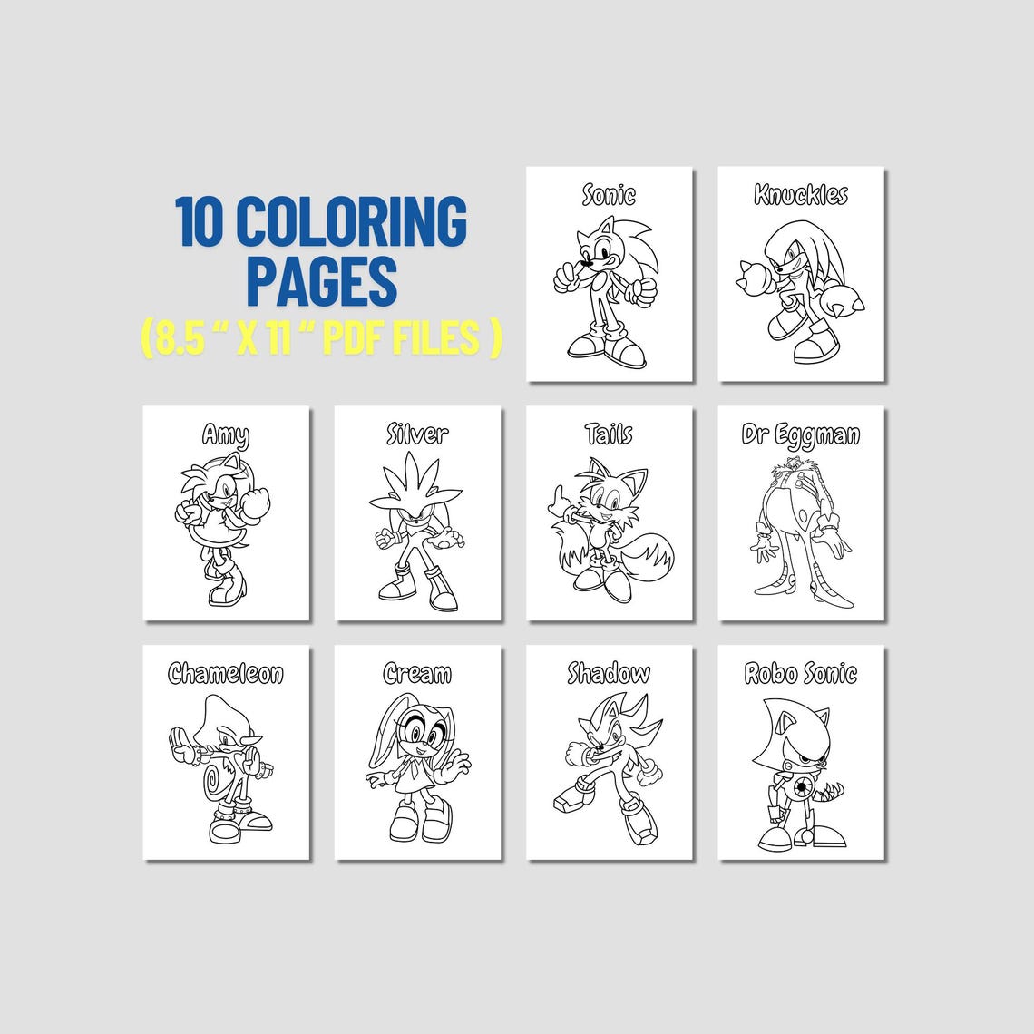 Sonic the Hedgehog Coloring Pages for Kids. Printable Sonic Character ...