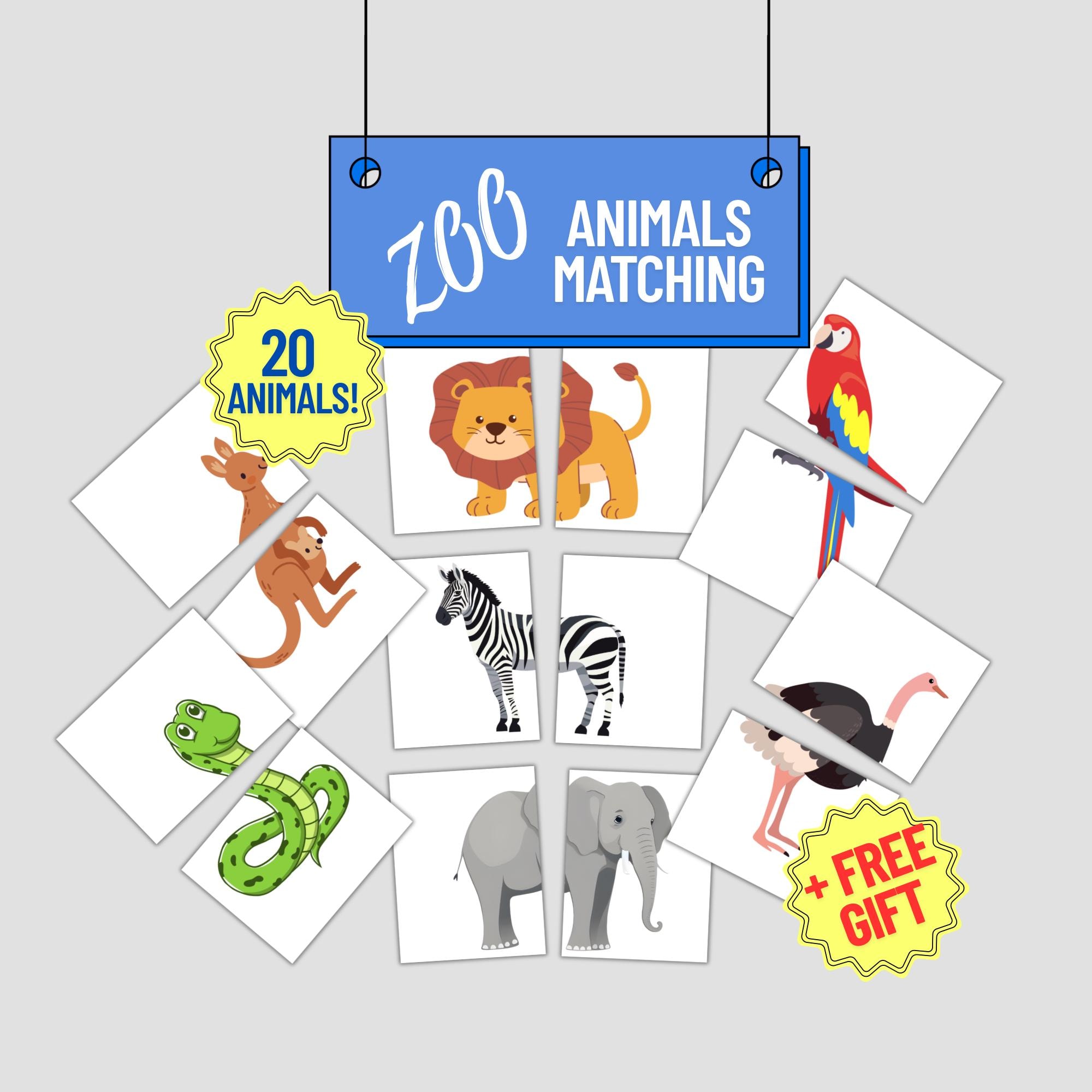 Zoo Animals Matching Game | Printable Preschool Animal Activity ...