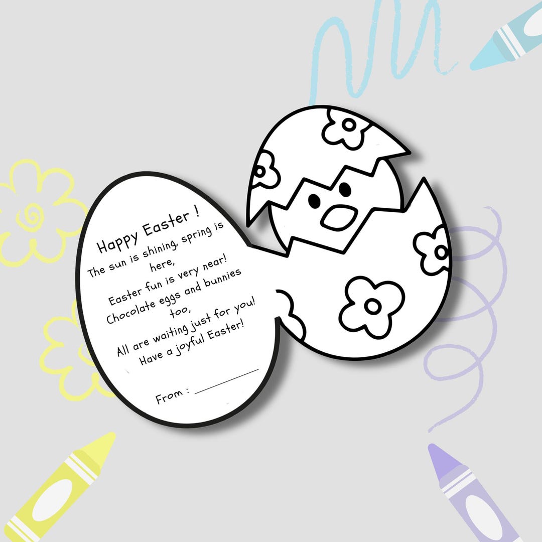 Foldable Easter Chick Coloring Card for Kids – Printable DIY Easter ...