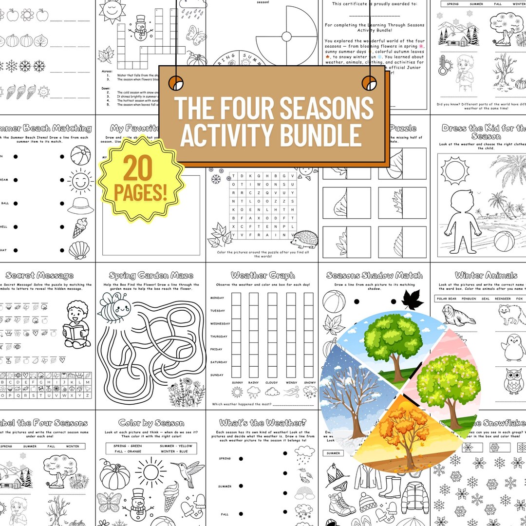 Learning Through Seasons Activity Bundle – 20 Printable Worksheets for ...