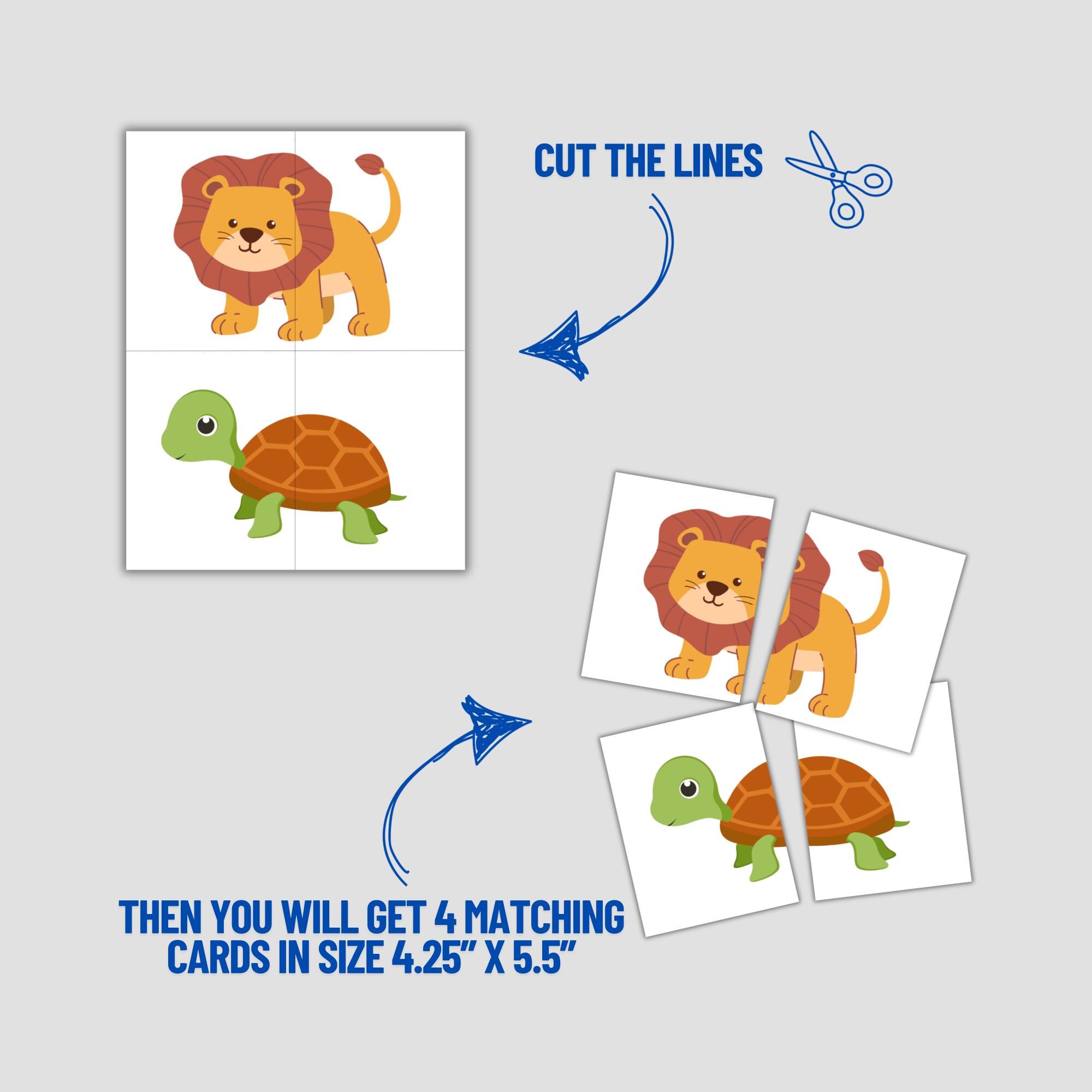 Zoo Animals Matching Game | Printable Preschool Animal Activity ...