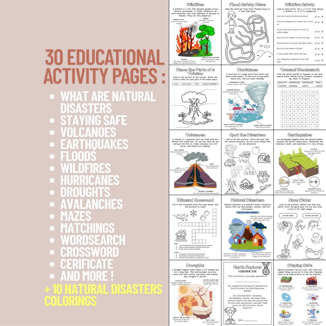 Natural Disasters & Earth Science Bundle for Kids – 40 Worksheets ...