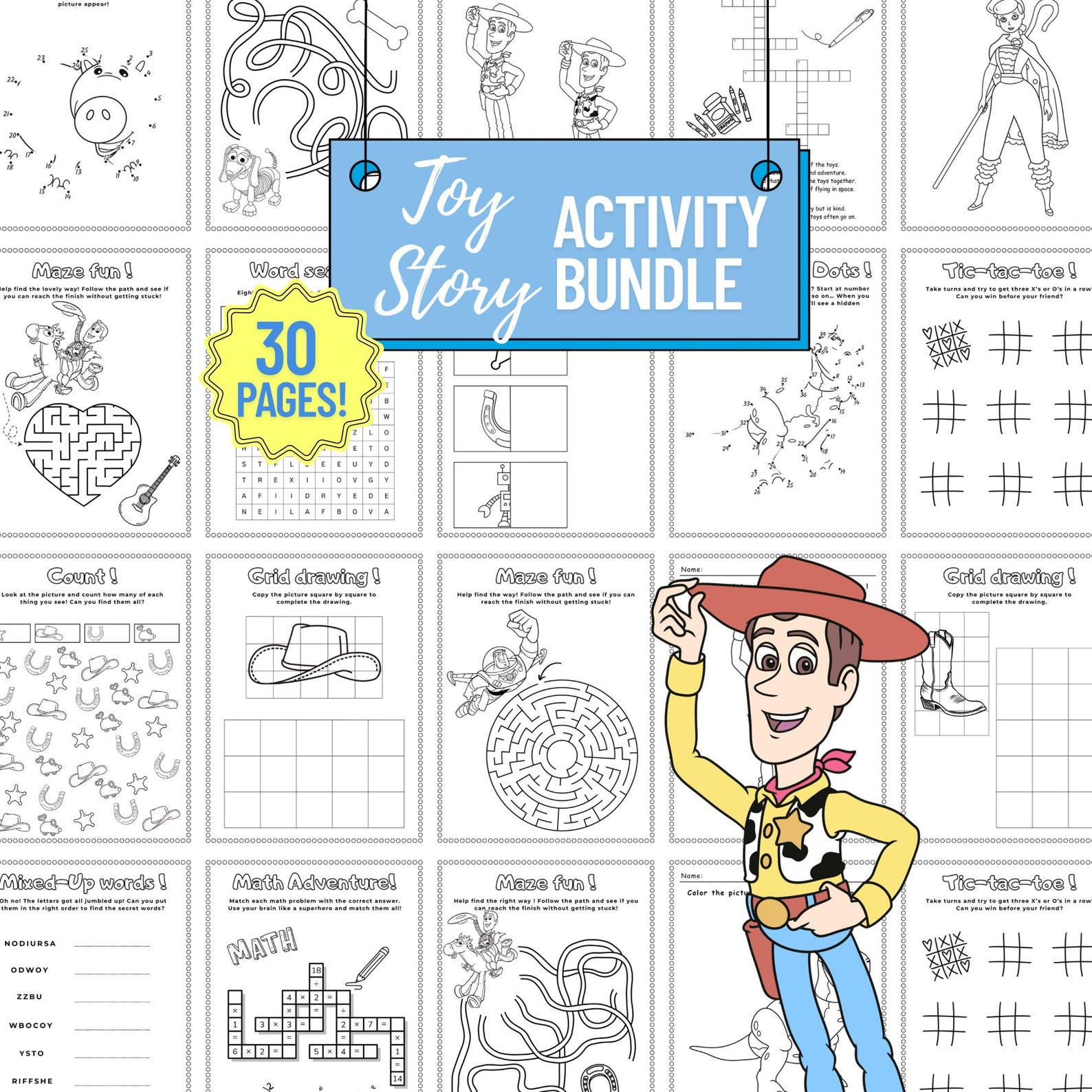 Toy Story Activity Bundle: Coloring Pages, Games, Mazes (instant ...