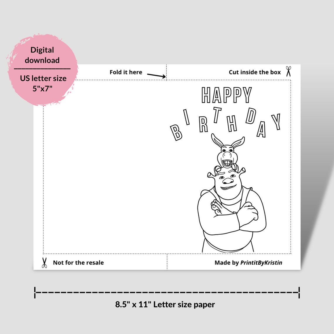 Shrek Printable Coloring Sheet. Shrek Birthday Card Printable. Shrek ...