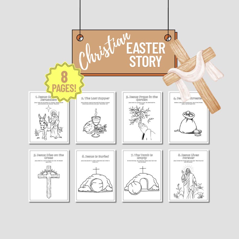 Printable Christian Easter Story. Coloring Easter Story Pages. Bible ...