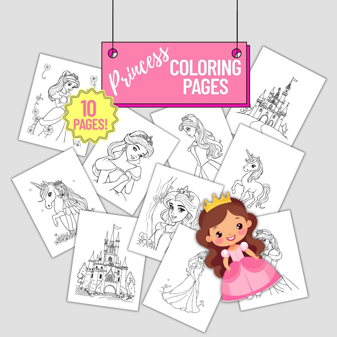 Princess Coloring Pages: 10 Fairy Tale Art Sheets (PDF Download) - Etsy