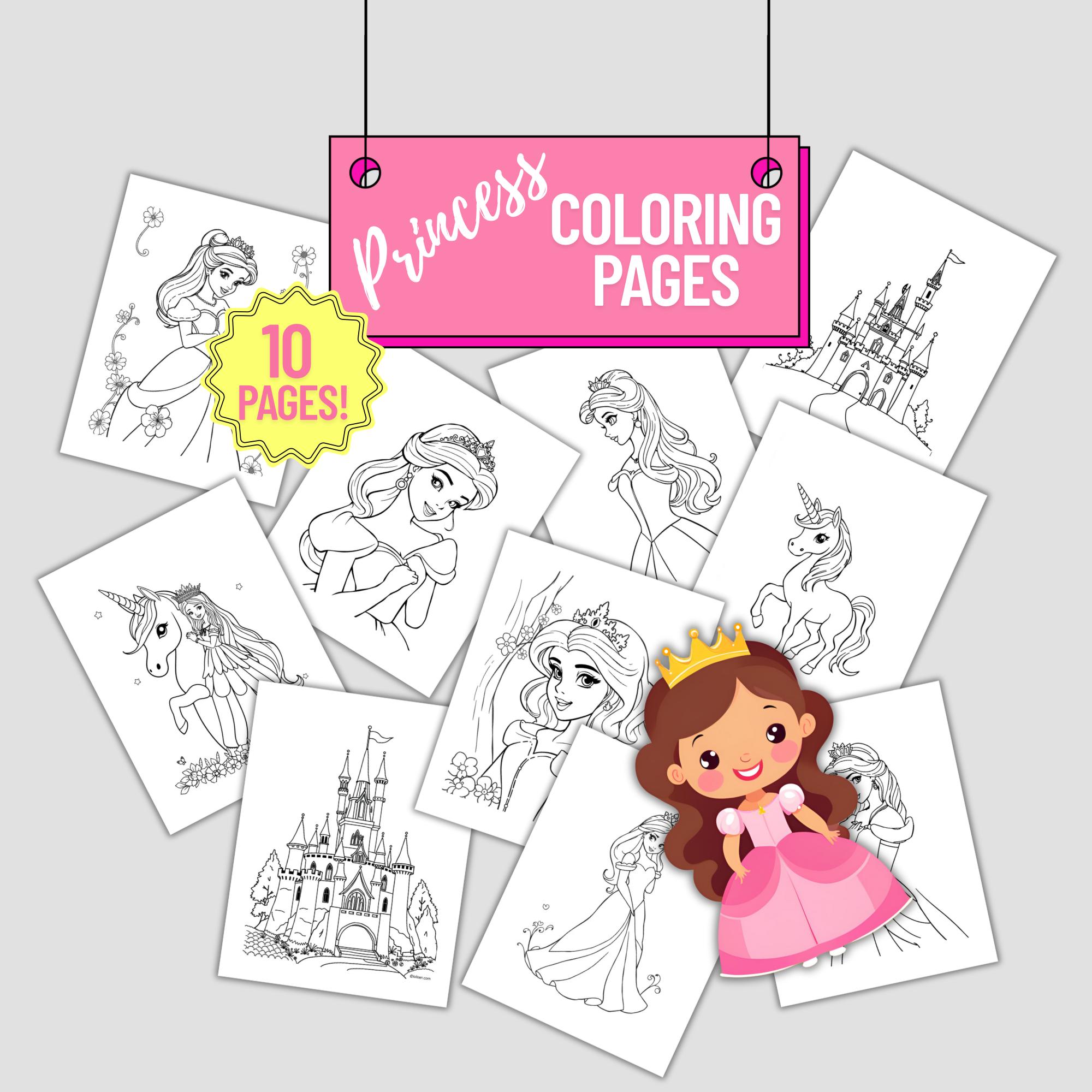 Princess Coloring Pages: 10 Fairy Tale Art Sheets (PDF Download) - Etsy
