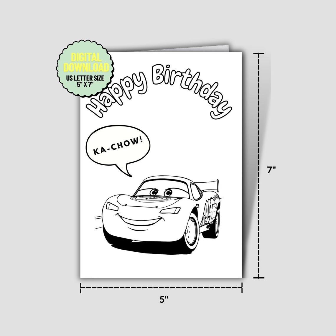 Printable Lightning Race Car Card. Lightning Racer Birthday Coloring ...
