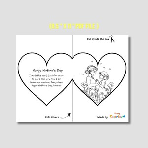 Printable Mother's Day Heart Card With Poem – Coloring Card for Kids ...