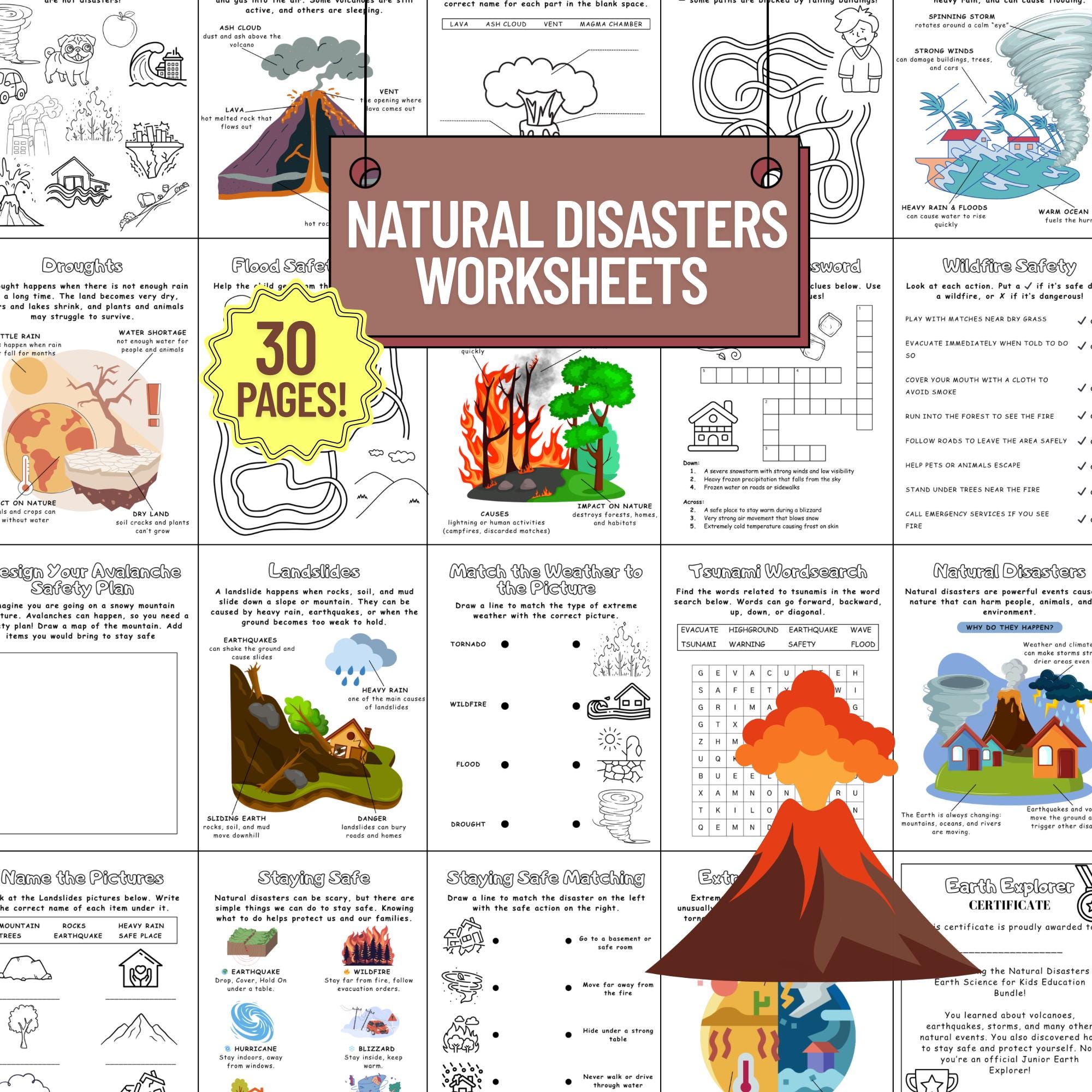 Natural Disasters Science Worksheets for Kids – 30 Educational ...