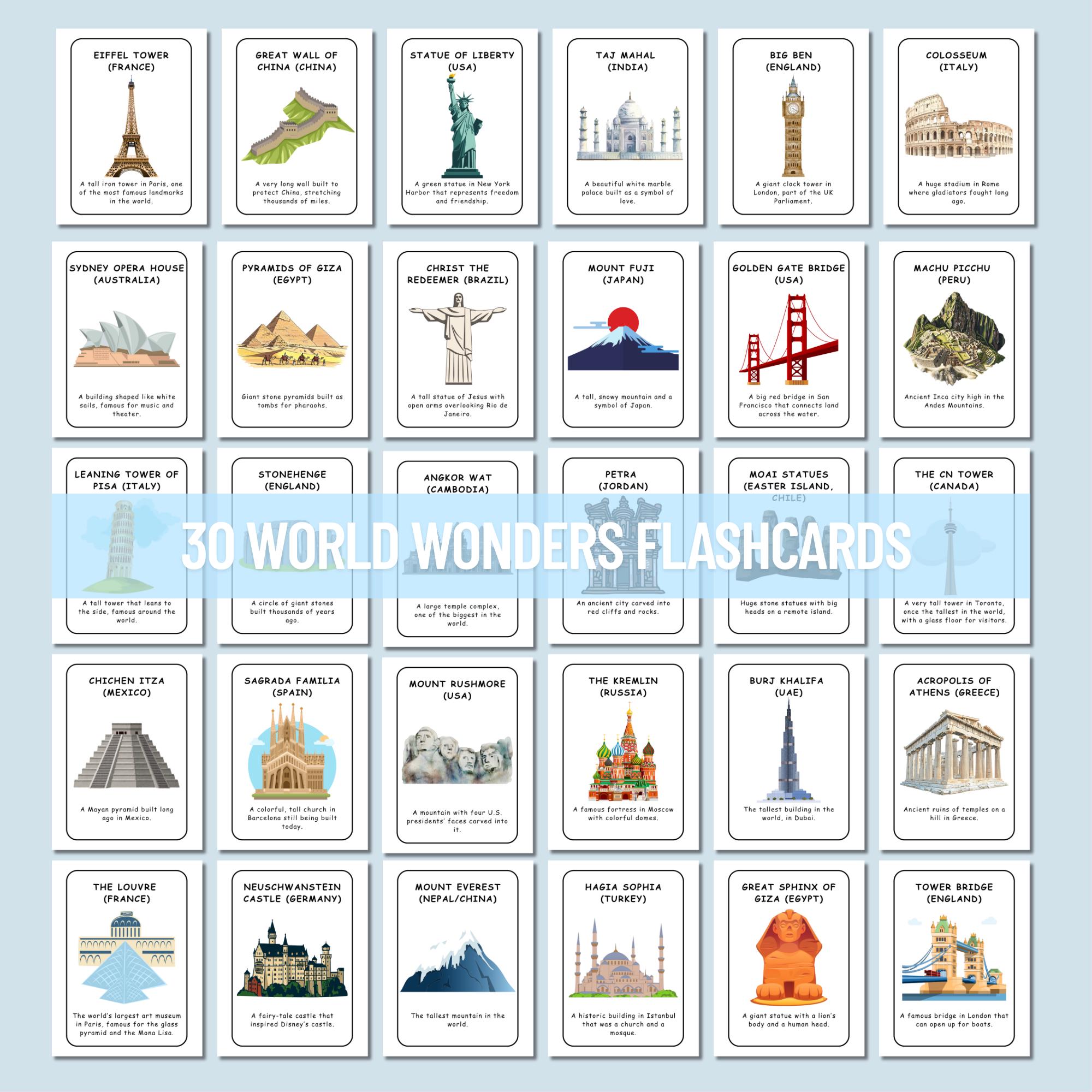Landmark Flashcards: World Geography Montessori Learning (digital ...
