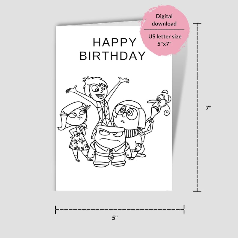 Inside Out Birthday Coloring Card, Printable DIY (digital Download) - Etsy