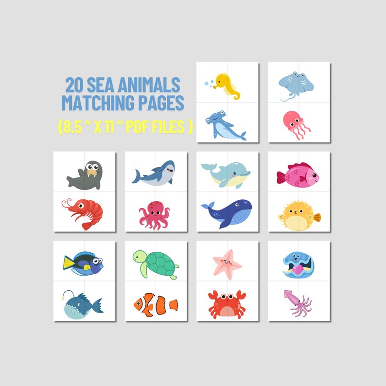 Animals Matching Cards for Kids – 60 Animal Puzzle Cards + FREE ...