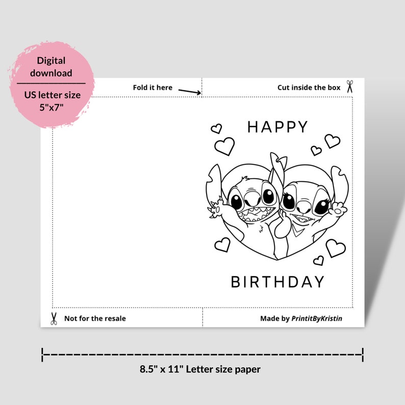 Stitch Coloring Pages. Printable Stitch Birthday Cards. Lilo and Stitch ...
