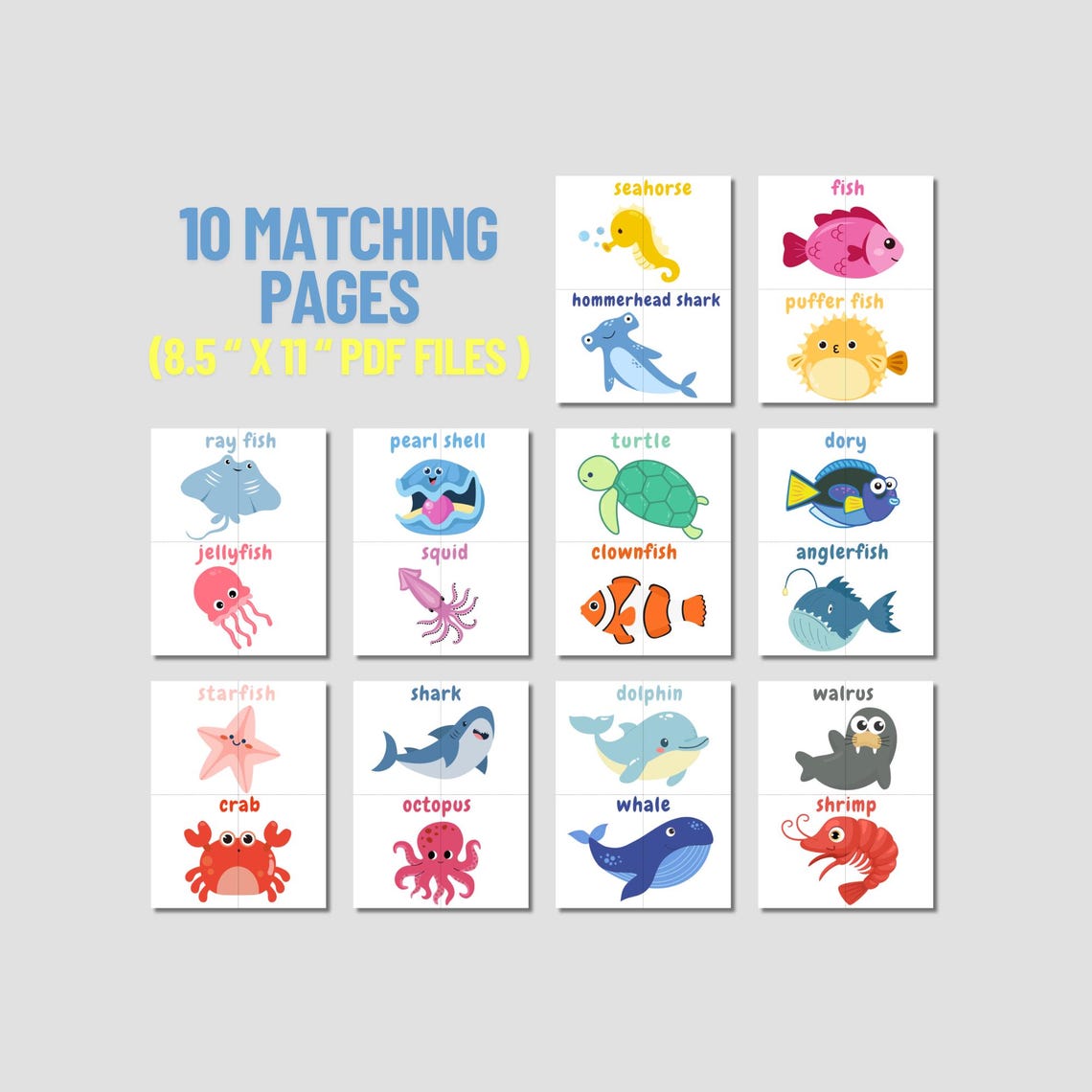 Sea Animals Matching Game | Preschool Ocean Printable | Toddler ...
