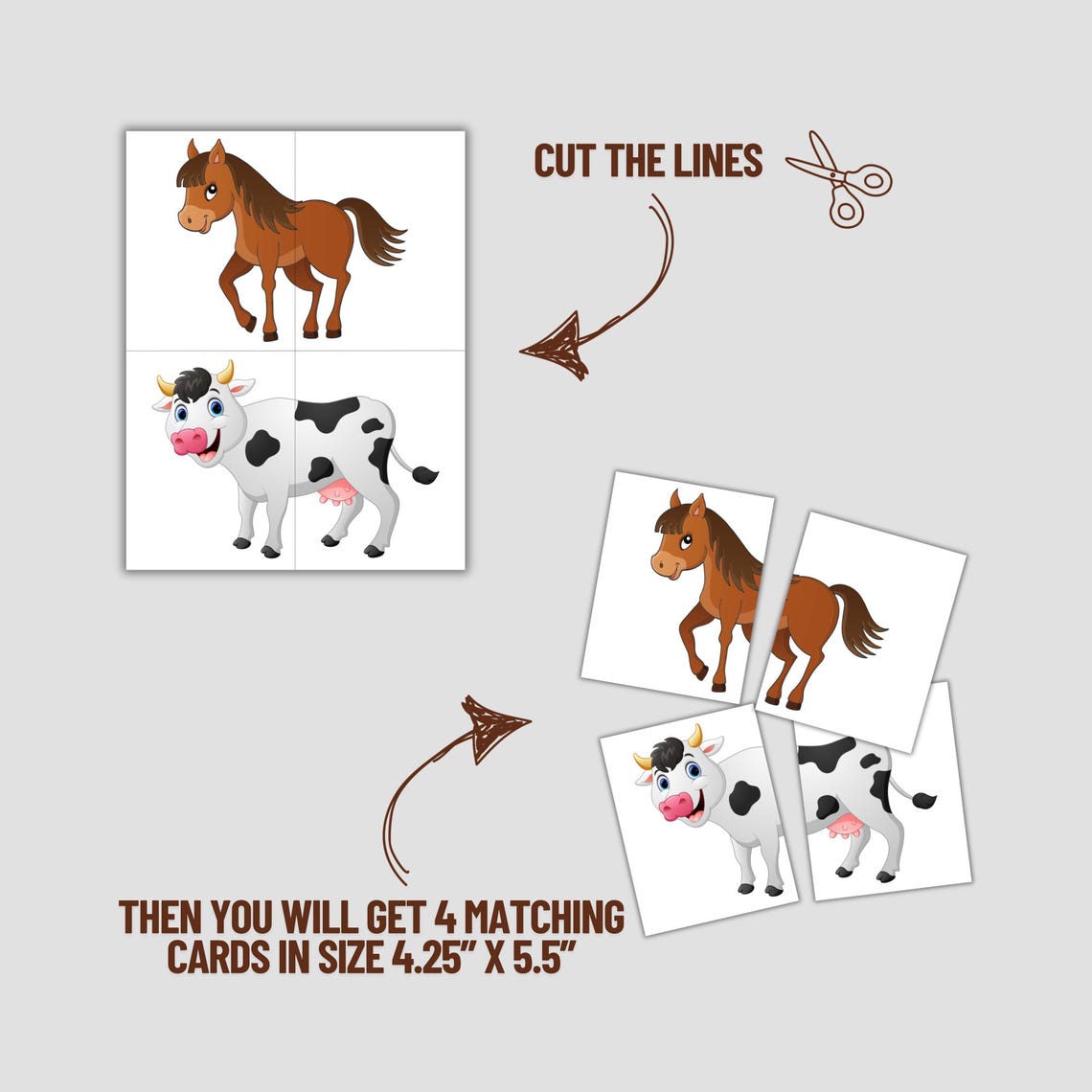Domestic Animals Matching Game | Farm Animal Preschool Printable ...