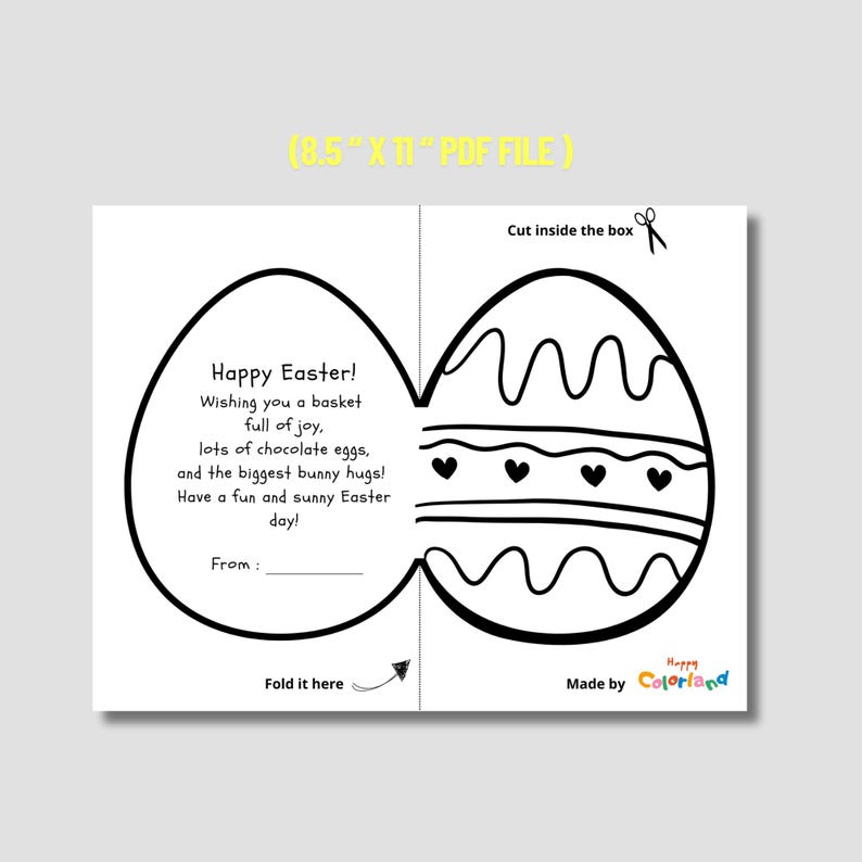 Printable Foldable Easter Egg Card for Kids – DIY Easter Coloring ...