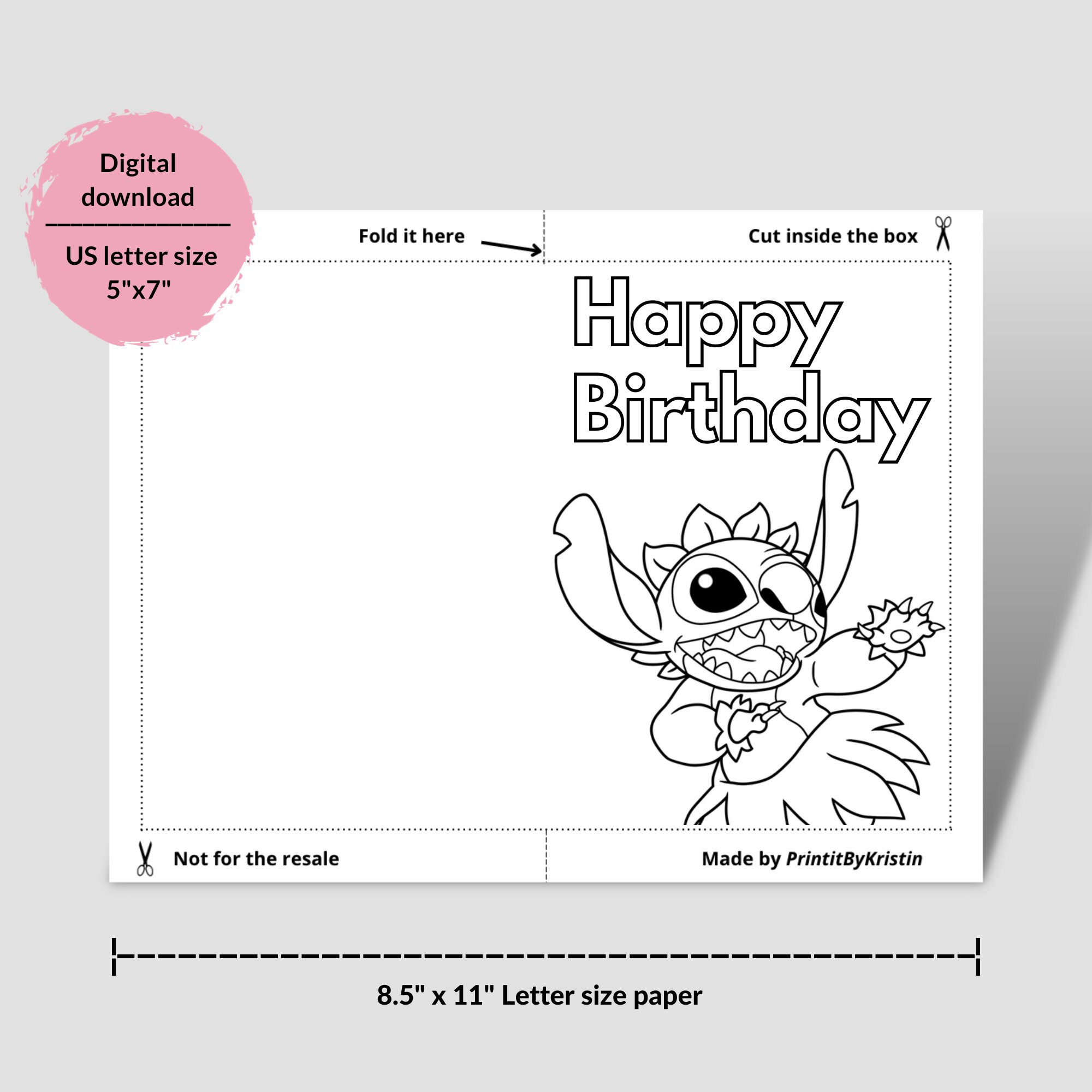 Geburtstagskarte Stitch Ausmalen. Printable Stitch Card for Coloring ...