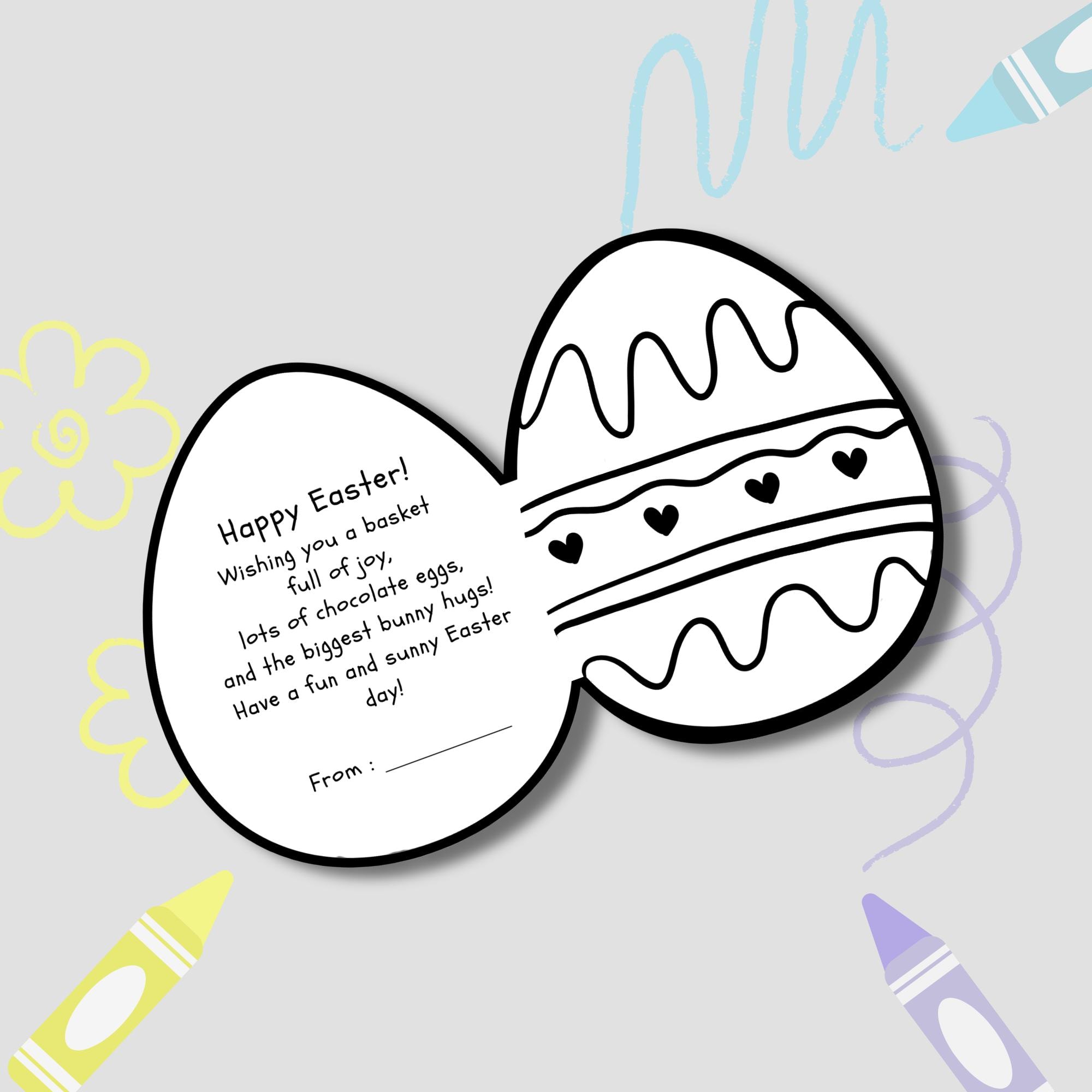 Printable Foldable Easter Egg Card for Kids – DIY Easter Coloring ...