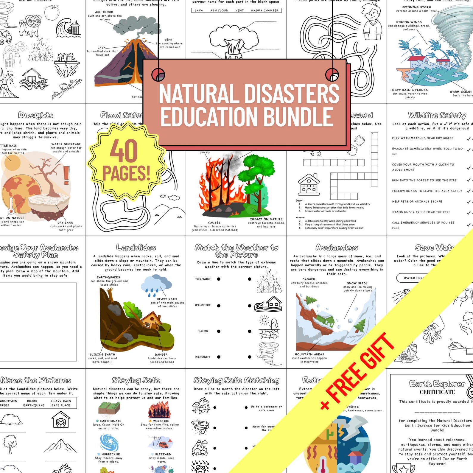 Natural Disasters & Earth Science Bundle for Kids – 40 Worksheets ...