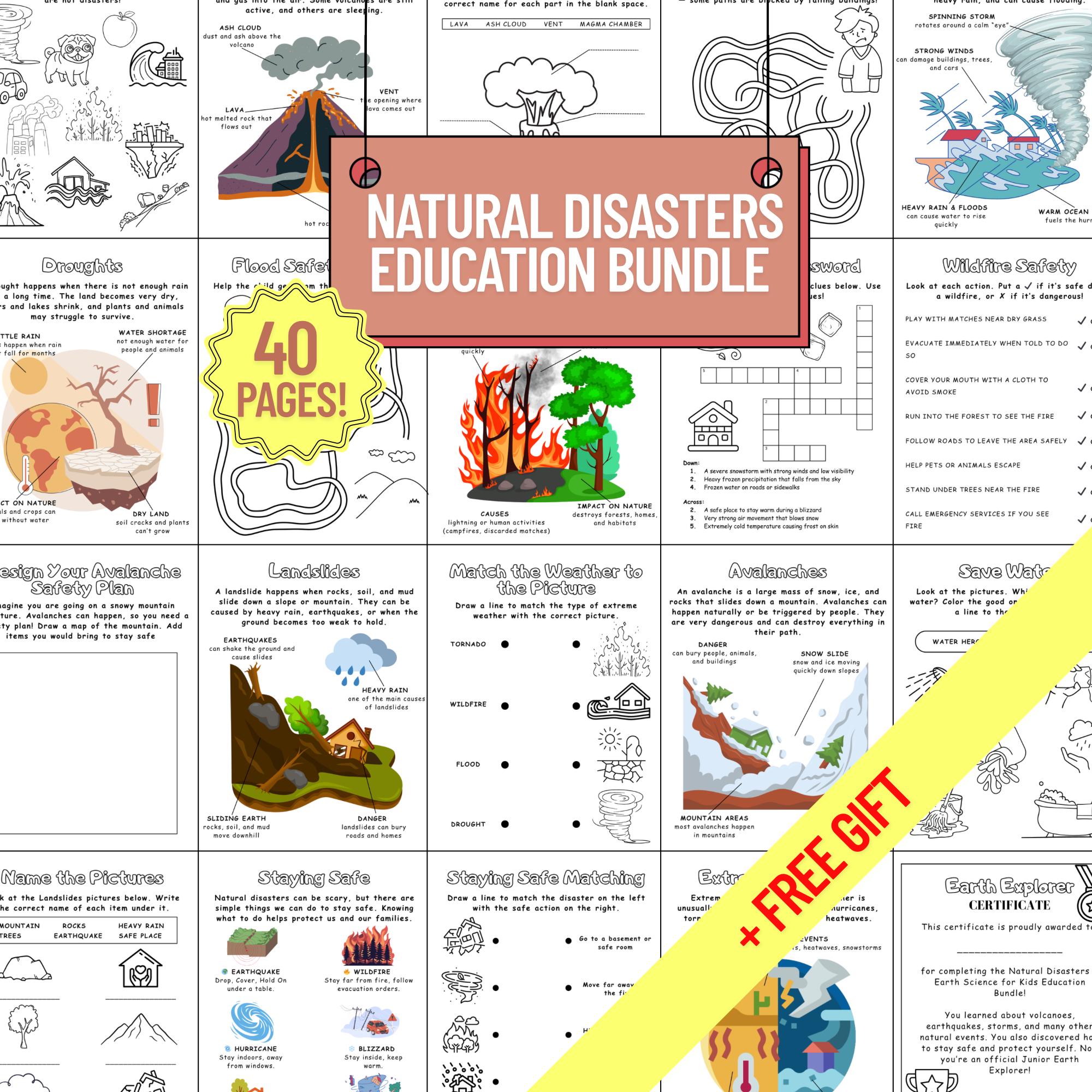 Natural Disasters & Earth Science Bundle for Kids – 40 Worksheets ...