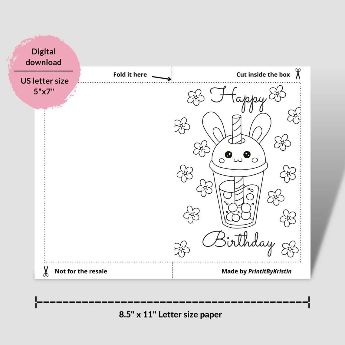 Coloring Happy Birthday Card for Kids. Printable Birthday Cards for ...