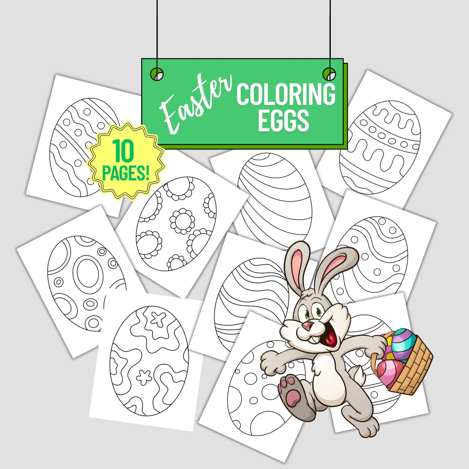 10 Easter Egg Coloring Pages. Printable Coloring Pages. Easter Eggs ...