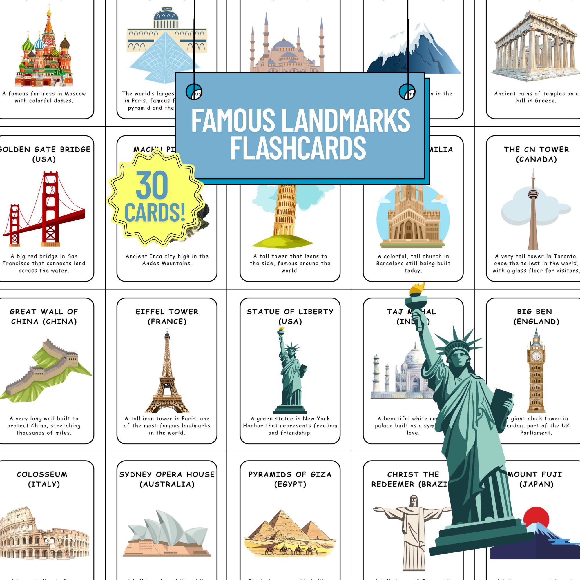 Landmark Flashcards: World Geography Montessori Learning (digital ...