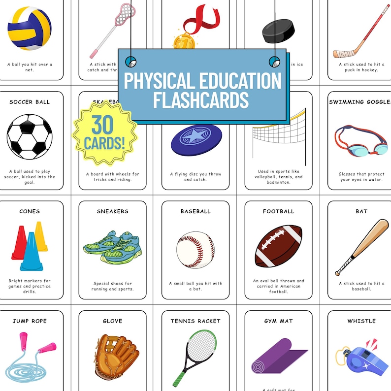 Sports & PE Flashcards | Preschool, Kindergarten Activity (digital ...