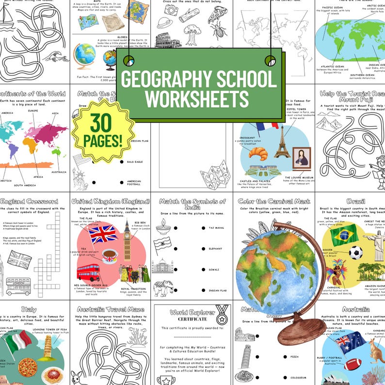 Geography Worksheets for Kids | 30 Printable World Activities ...