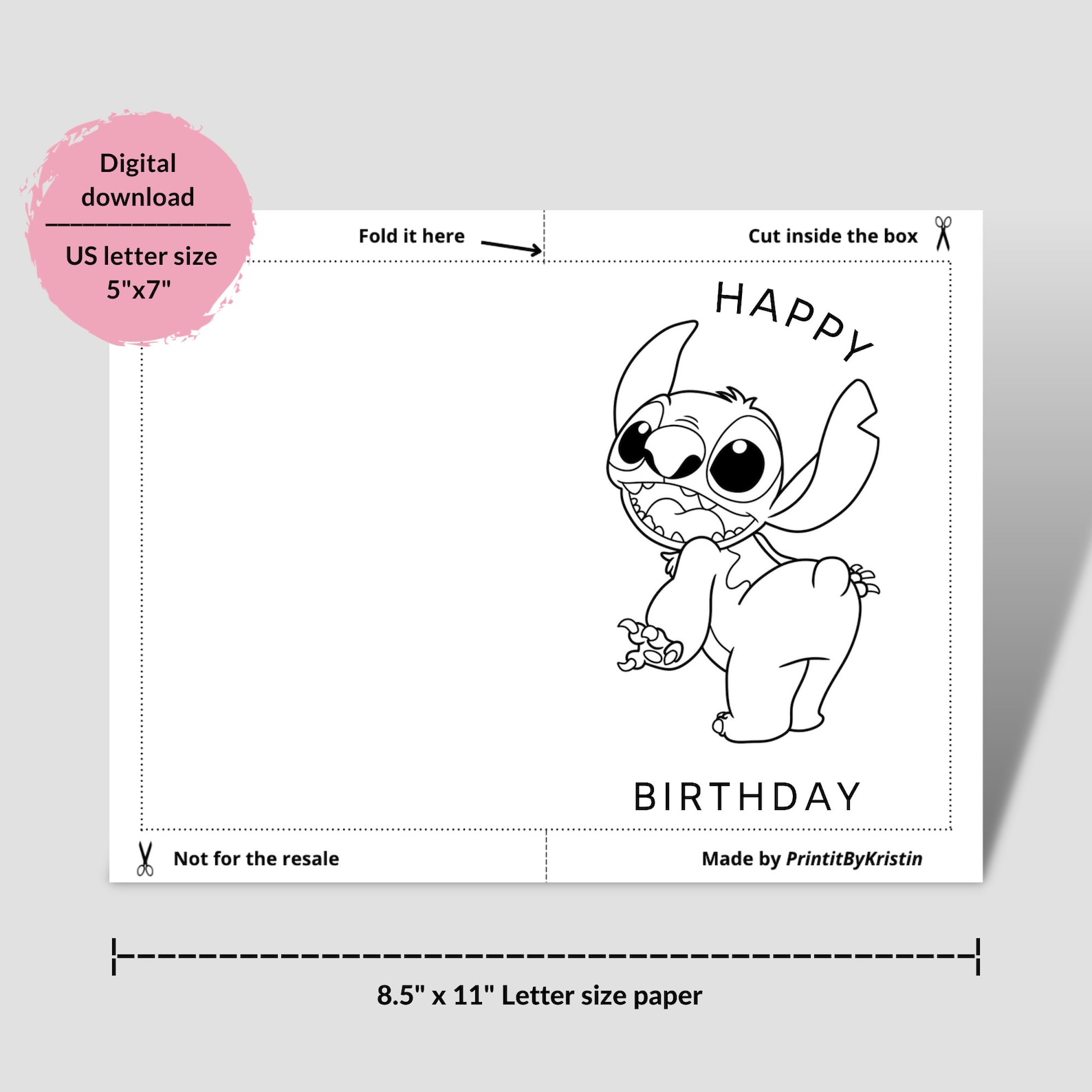 Printable Stitch Coloring Pages. Coloring Stitch Birthday Cards ...