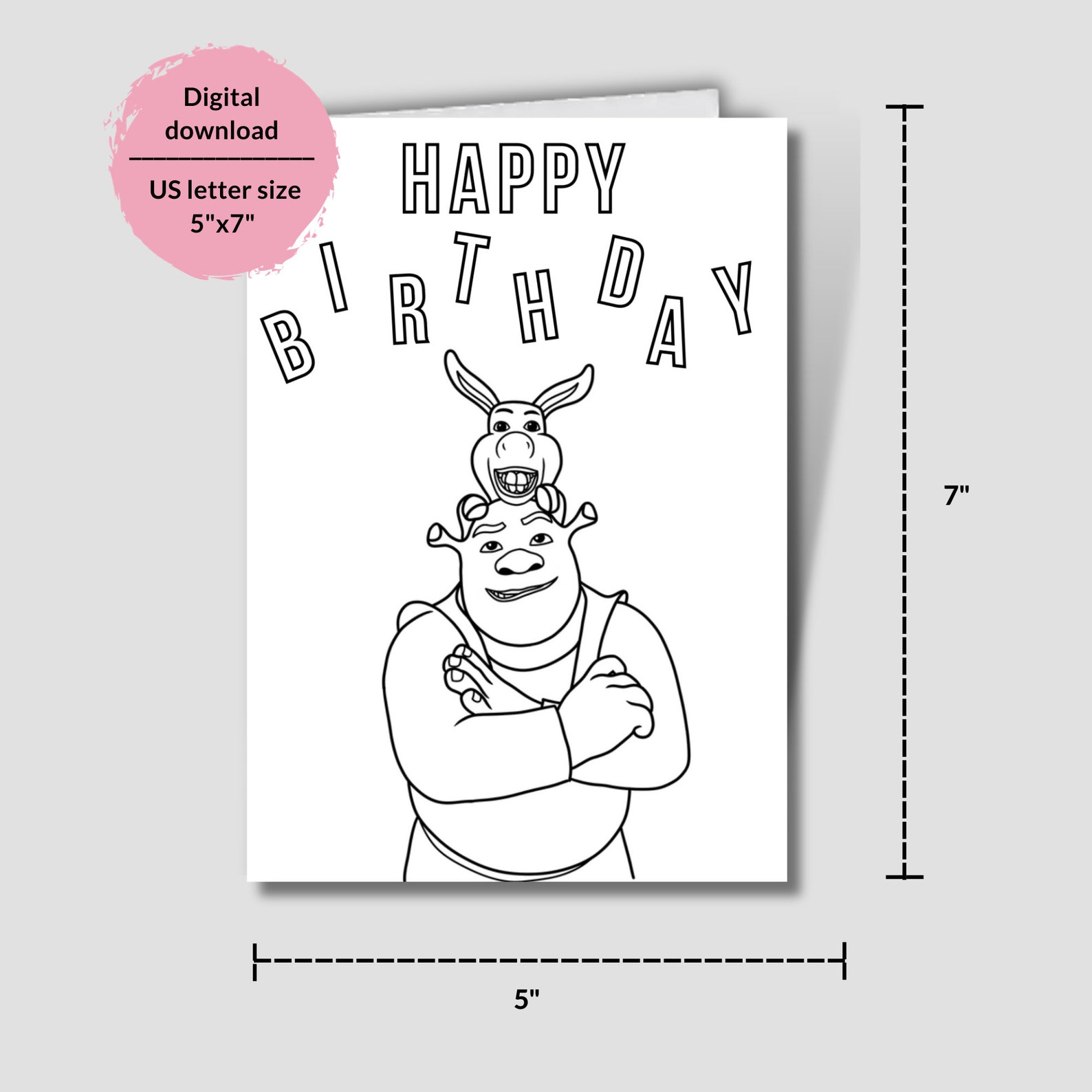 Shrek Printable Coloring Sheet. Shrek Birthday Card Printable. Shrek ...