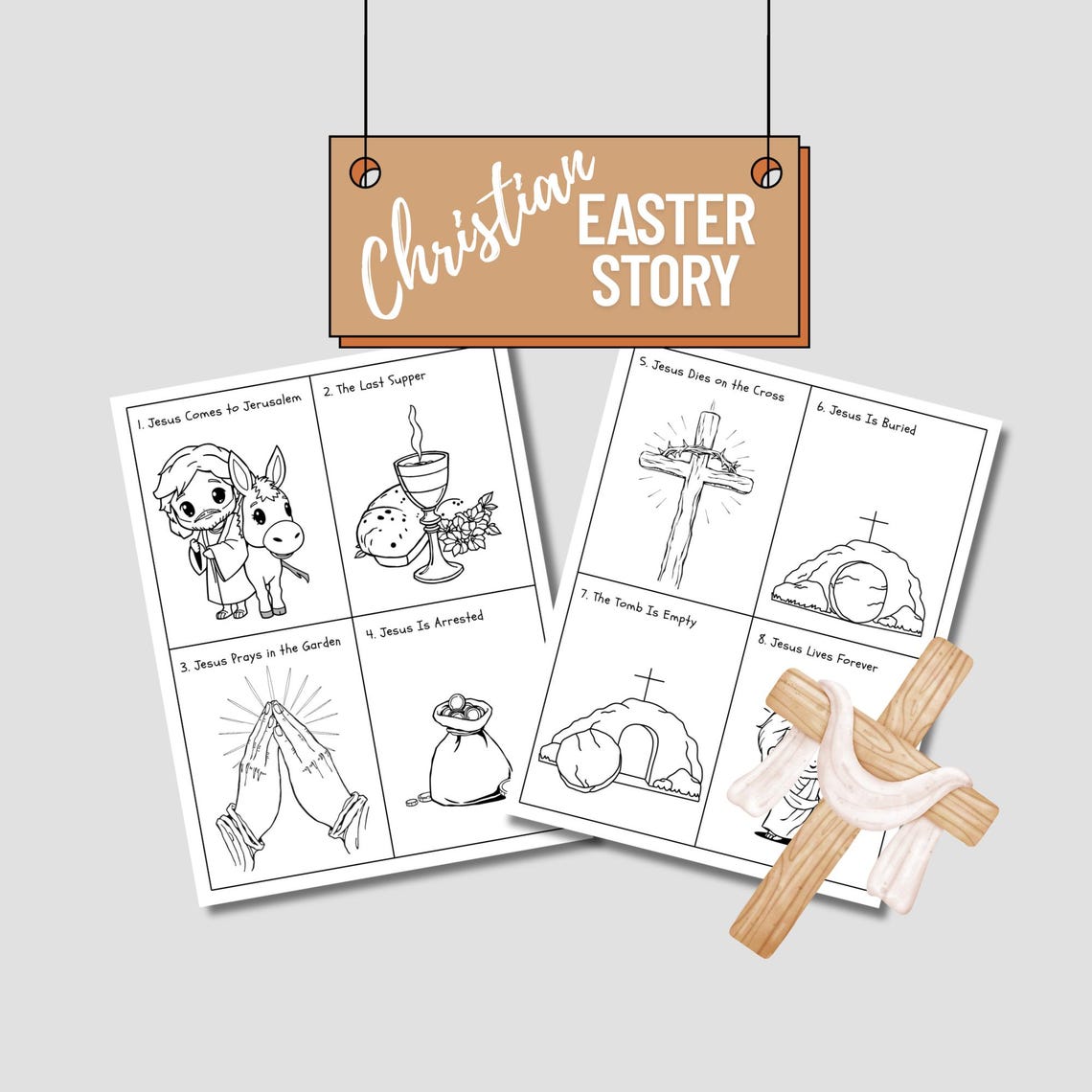 Bible Easter Story Printable Coloring Book for Kids. Religious Easter ...