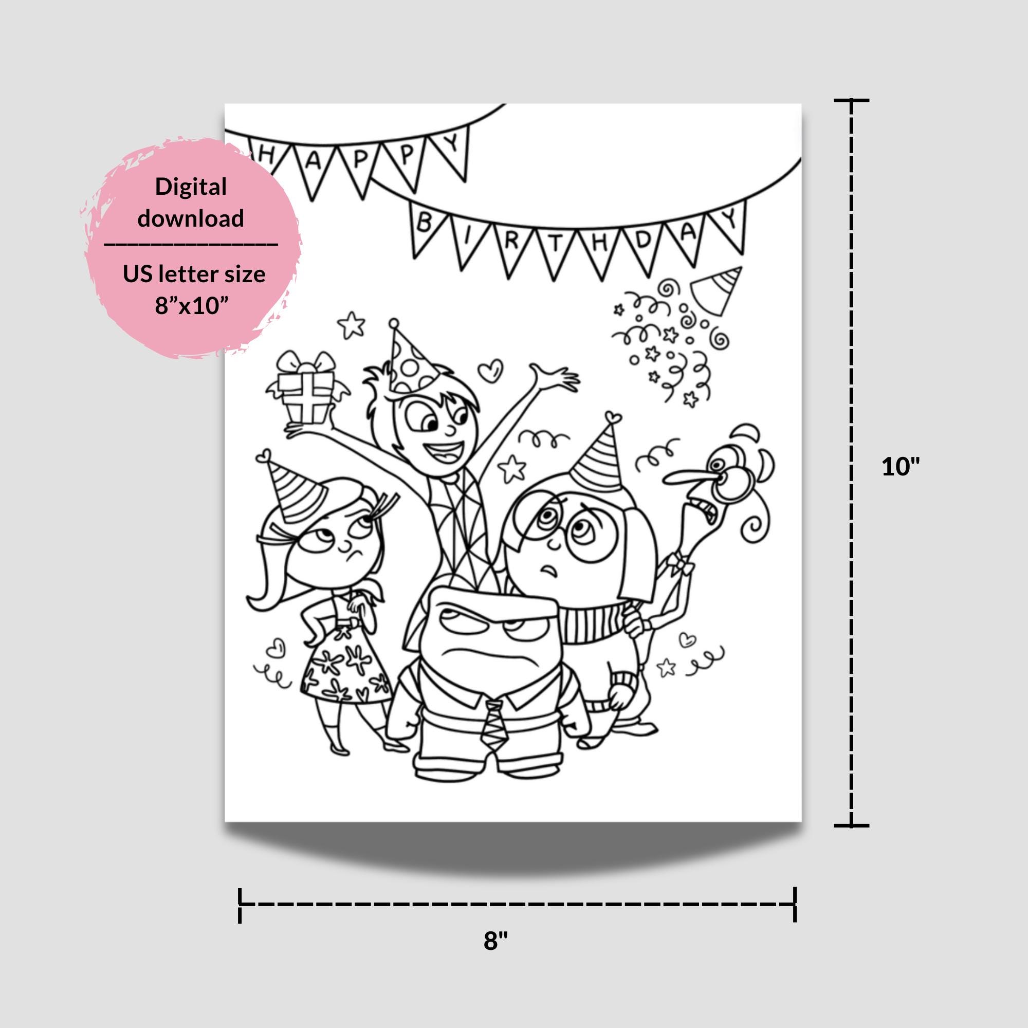 Inside Out 2 Birthday Coloring Pages. Printable Coloring Inside Out ...