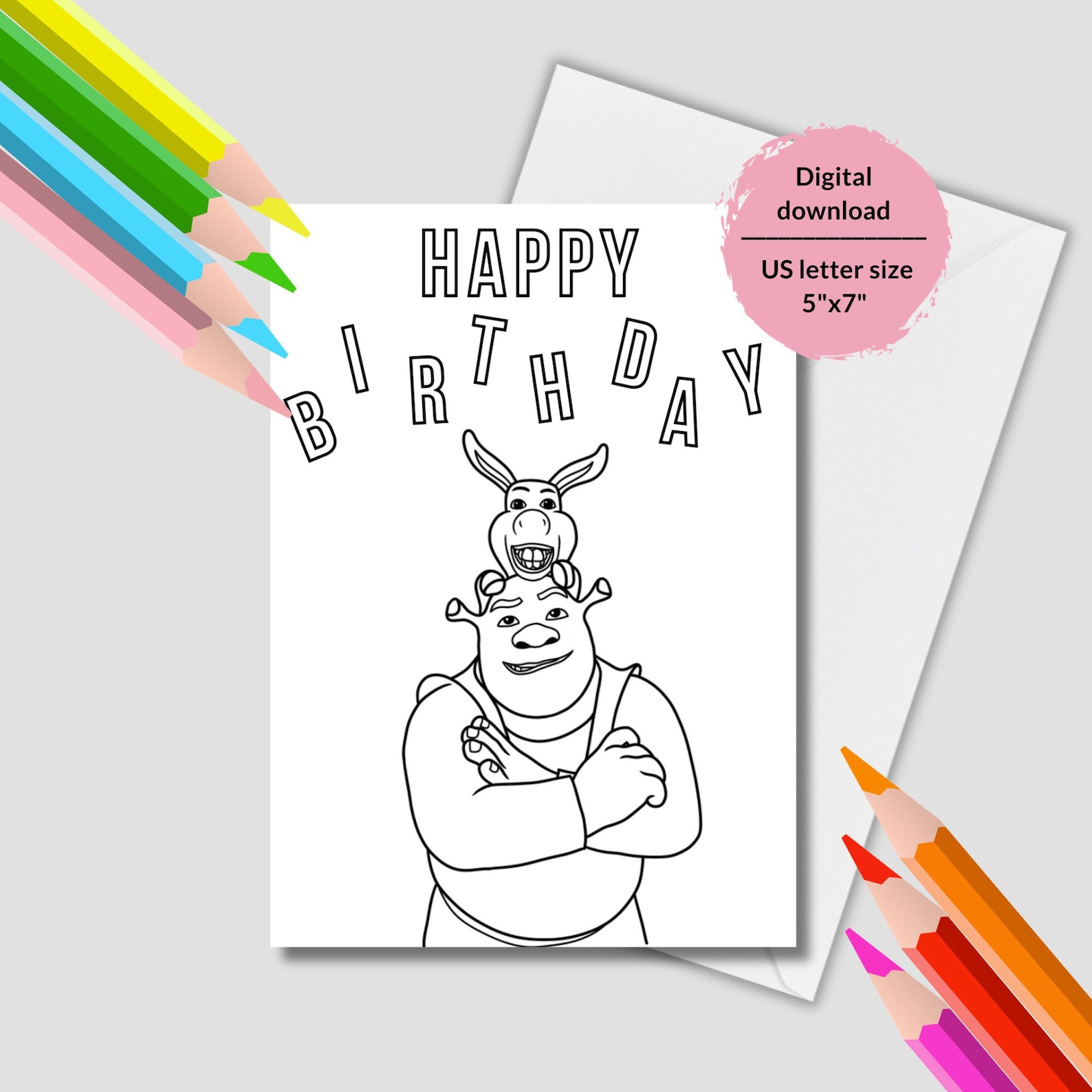 Shrek Printable Coloring Sheet. Shrek Birthday Card Printable. Shrek ...