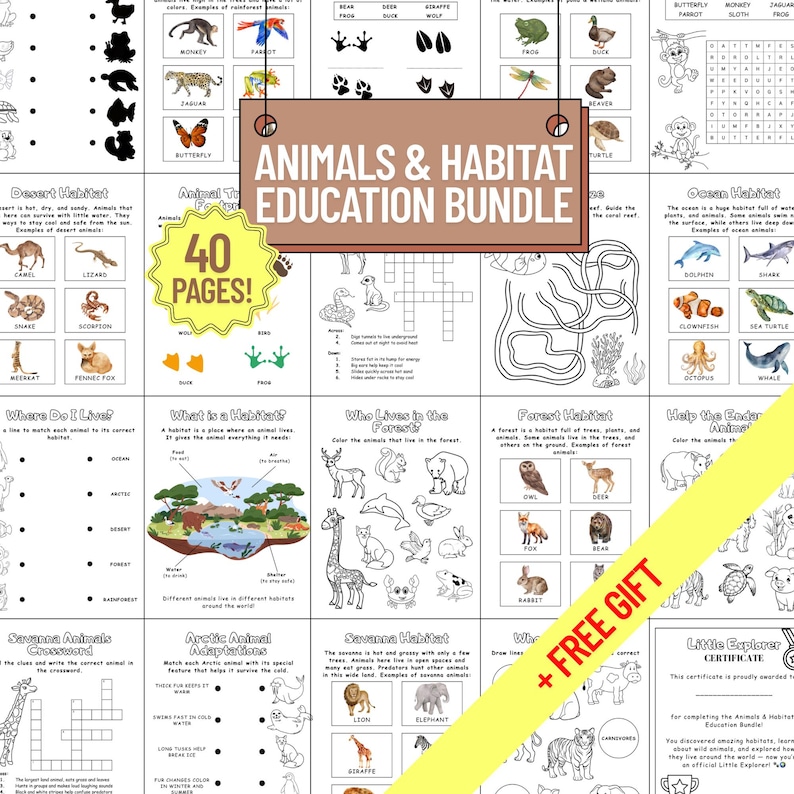 Animal Habitats Worksheet Bundle: Educational Activities + Coloring ...