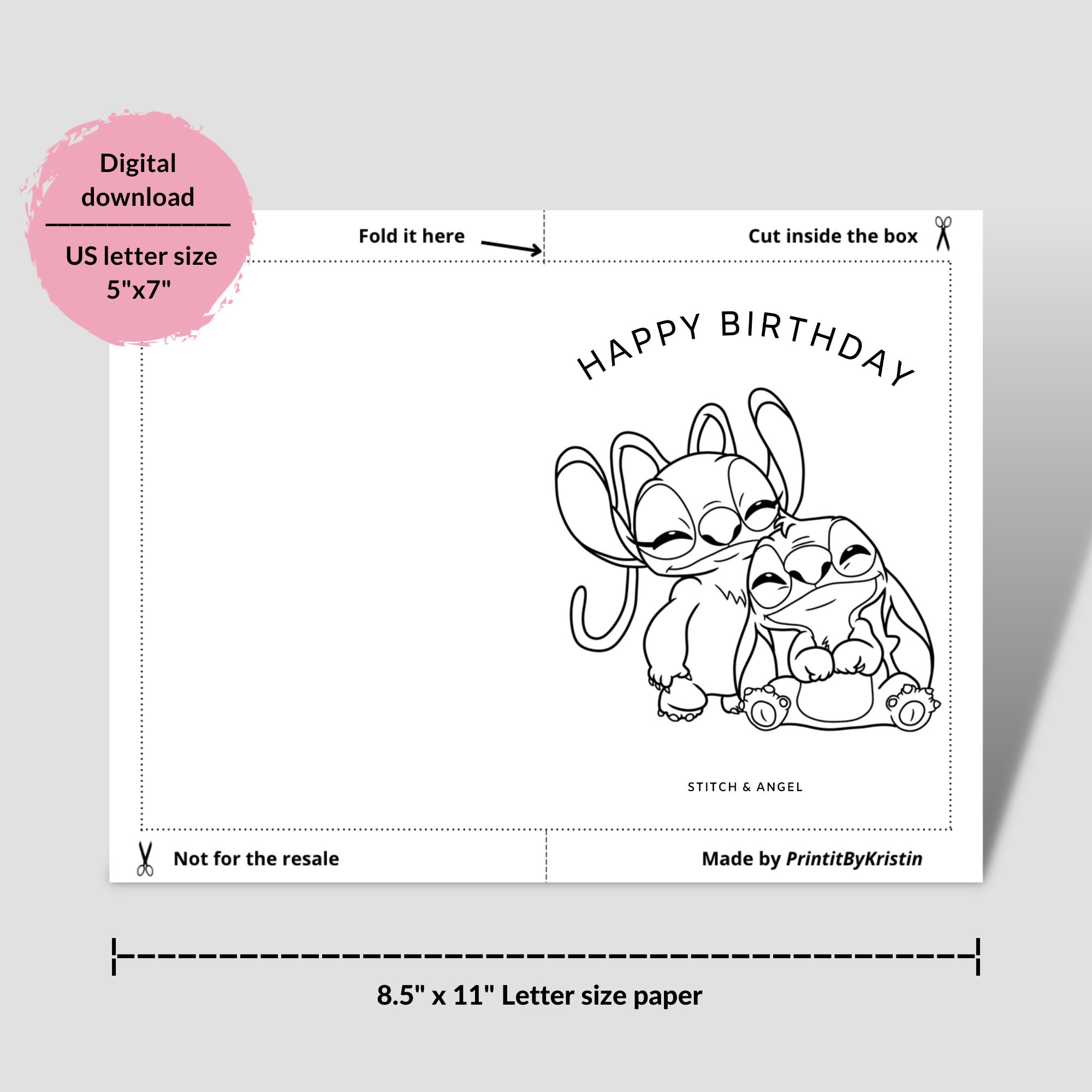 Angel and Stitch Printable Coloring Sheet. Lilo and Stitch Birthday ...
