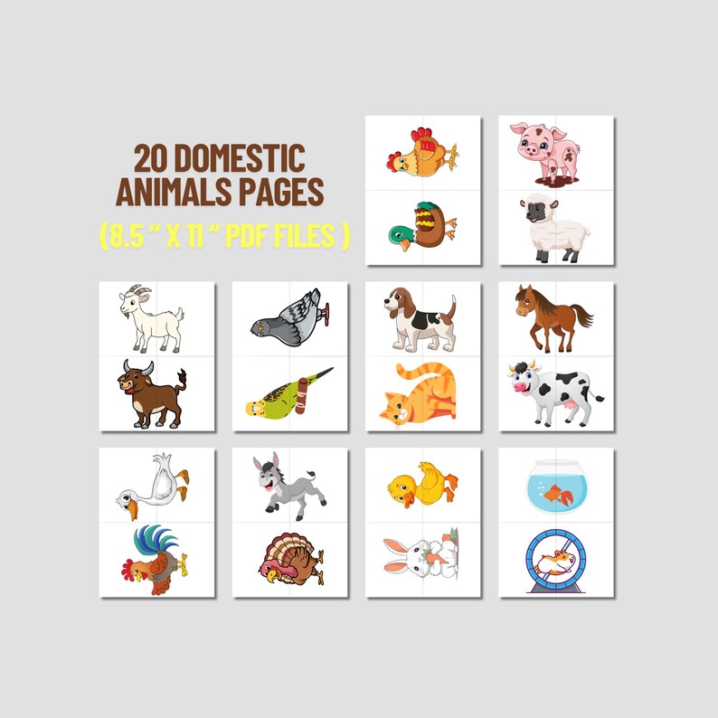 Animals Matching Cards for Kids – 60 Animal Puzzle Cards + FREE ...