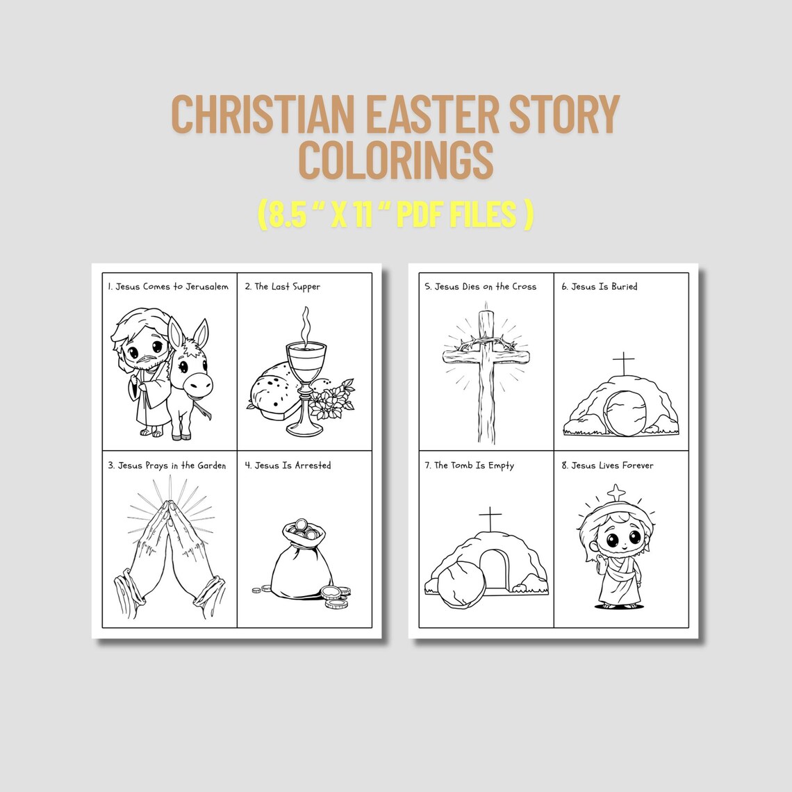 Bible Easter Story Printable Coloring Book for Kids. Religious Easter ...