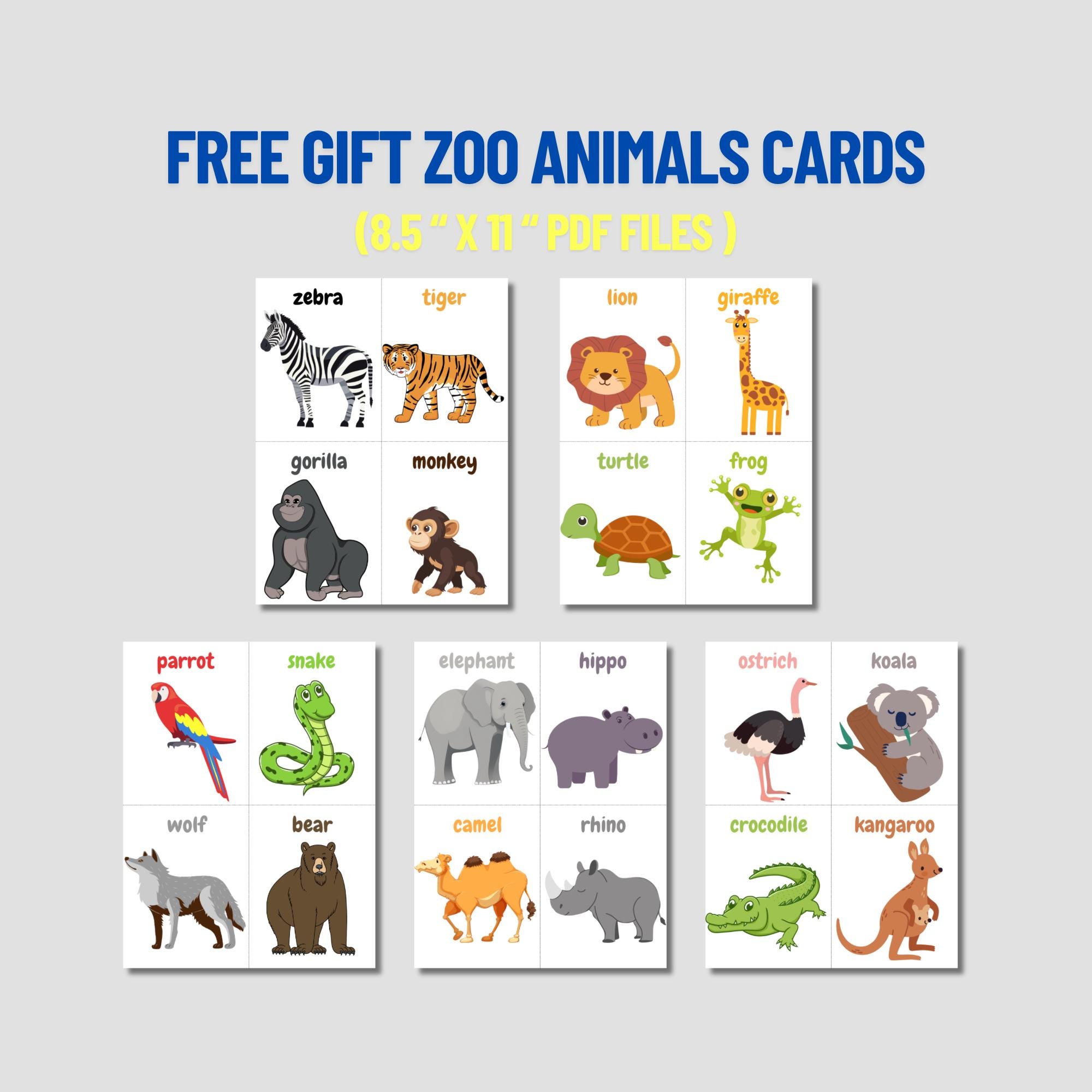 Zoo Animals Matching Game | Printable Preschool Animal Activity ...