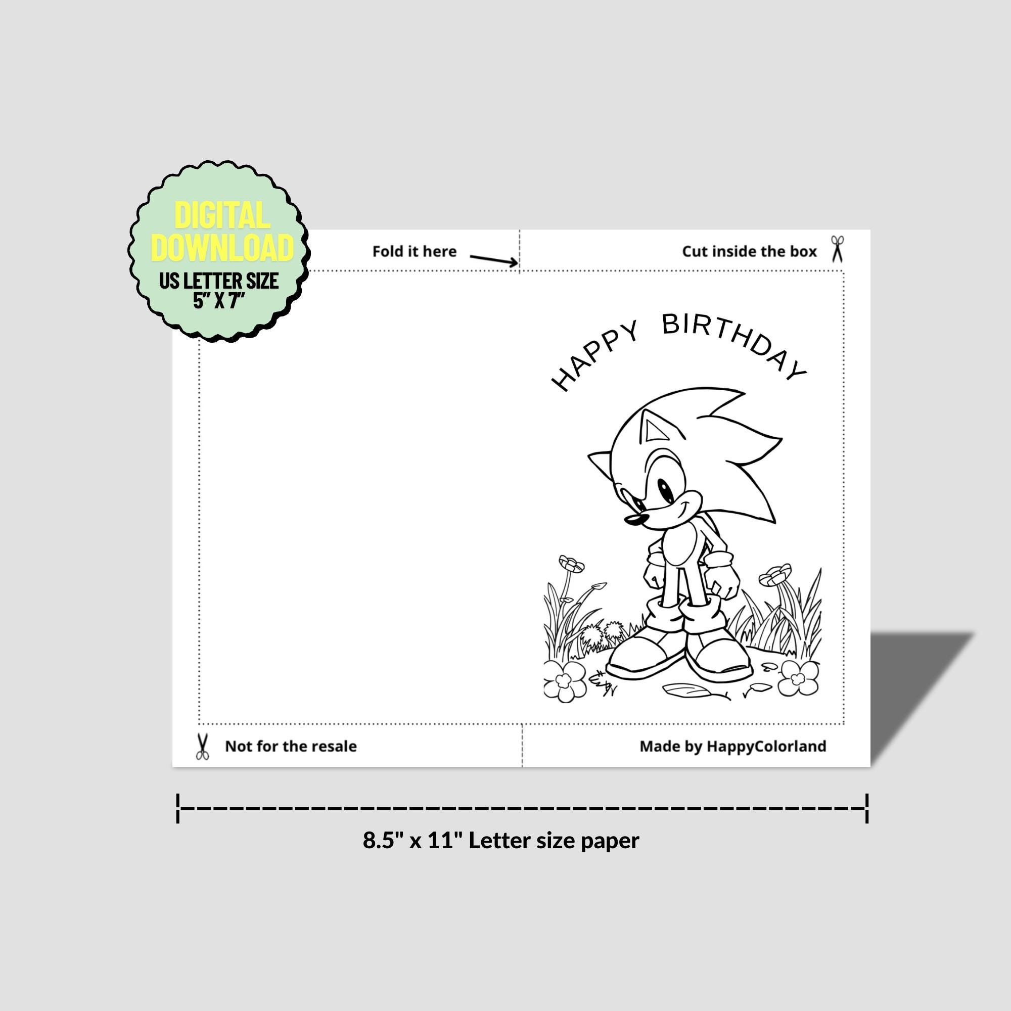 Color Your Own Sonic Birthday Card – Sonic the Hedgehog Printable Card ...