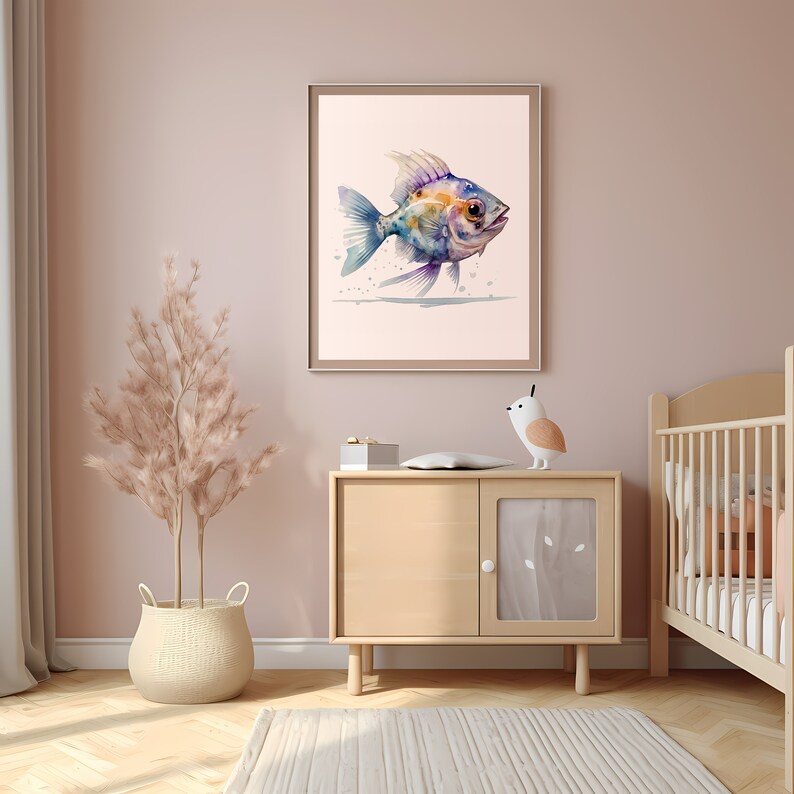 Baby X-ray Fish Illustration | Adorable Watercolor Art for Nursery ...