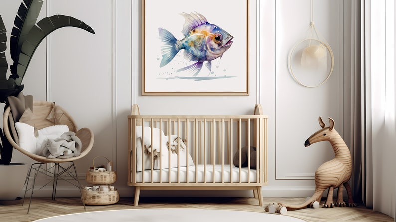 Baby X-ray Fish Illustration | Adorable Watercolor Art for Nursery ...