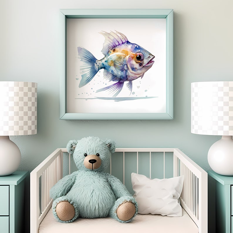 Baby X-ray Fish Illustration | Adorable Watercolor Art for Nursery ...
