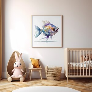 Baby X-ray Fish Illustration | Adorable Watercolor Art for Nursery ...