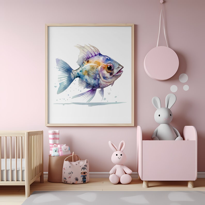 Baby X-ray Fish Illustration | Adorable Watercolor Art for Nursery ...