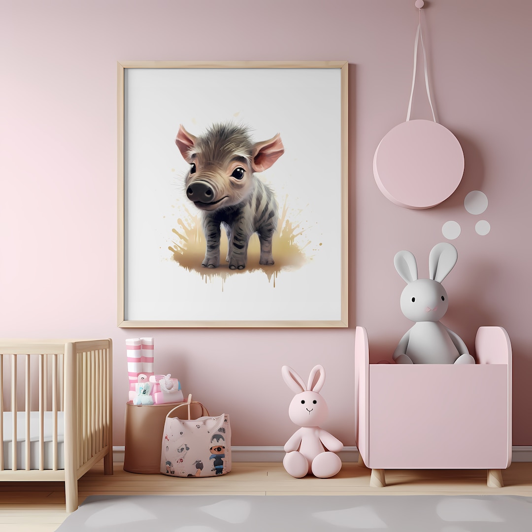 Baby Warthog Illustration | Adorable Watercolor Art for Nursery Decor ...