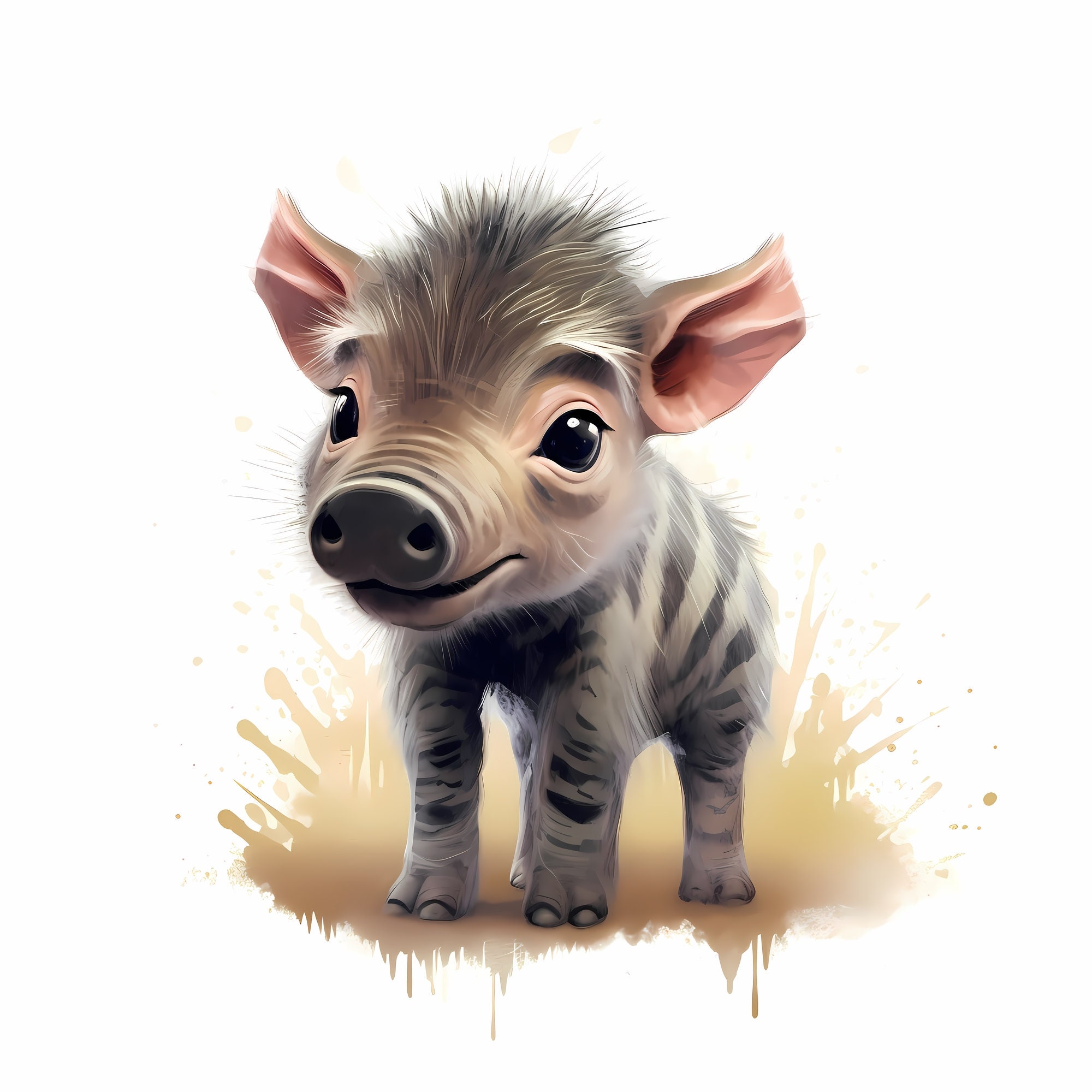 Baby Warthog Illustration | Adorable Watercolor Art for Nursery Decor ...
