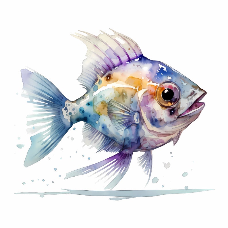 Baby X-ray Fish Illustration | Adorable Watercolor Art for Nursery ...